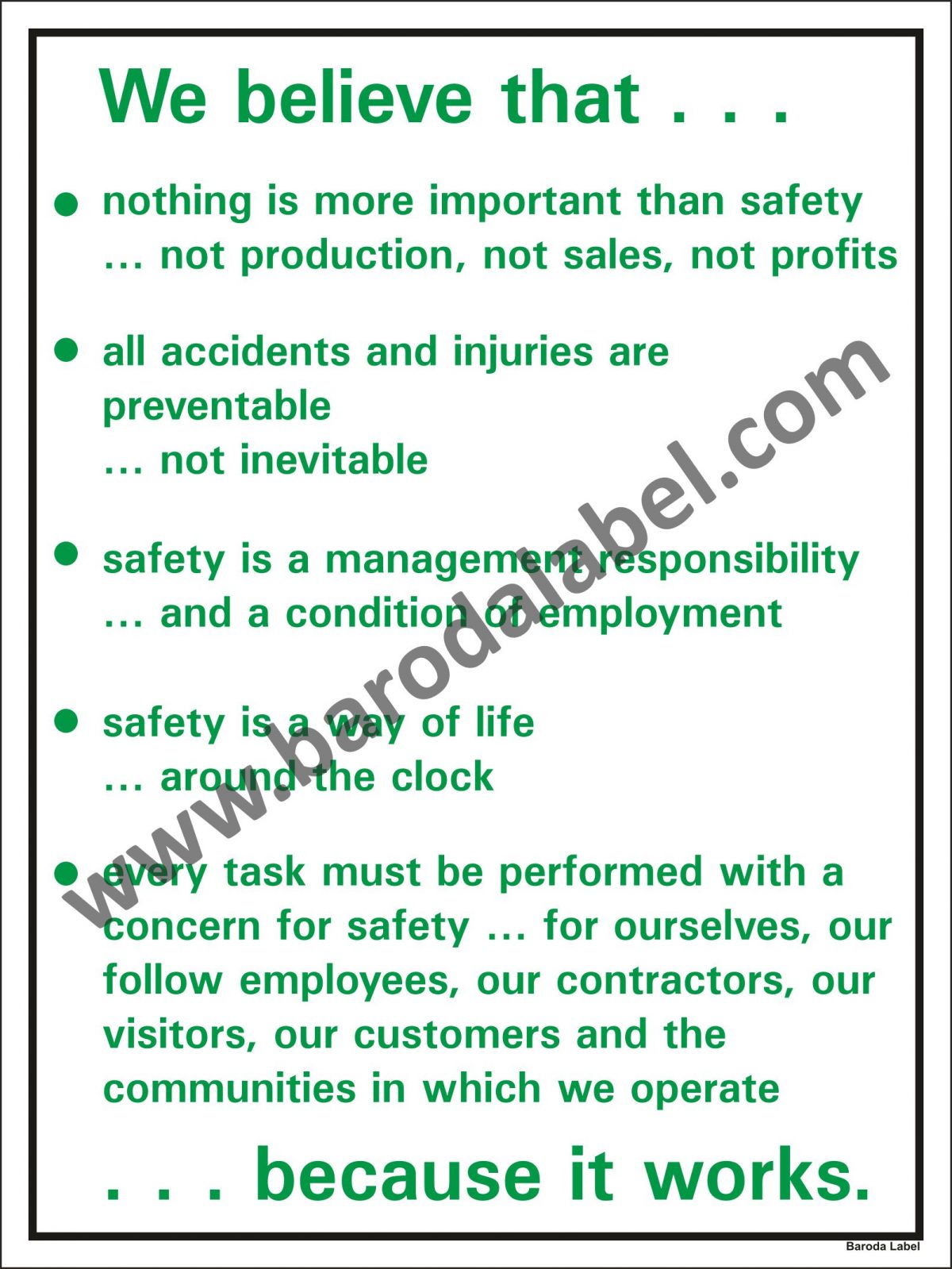 Safety Poster - Baroda Label Mfg. Co.