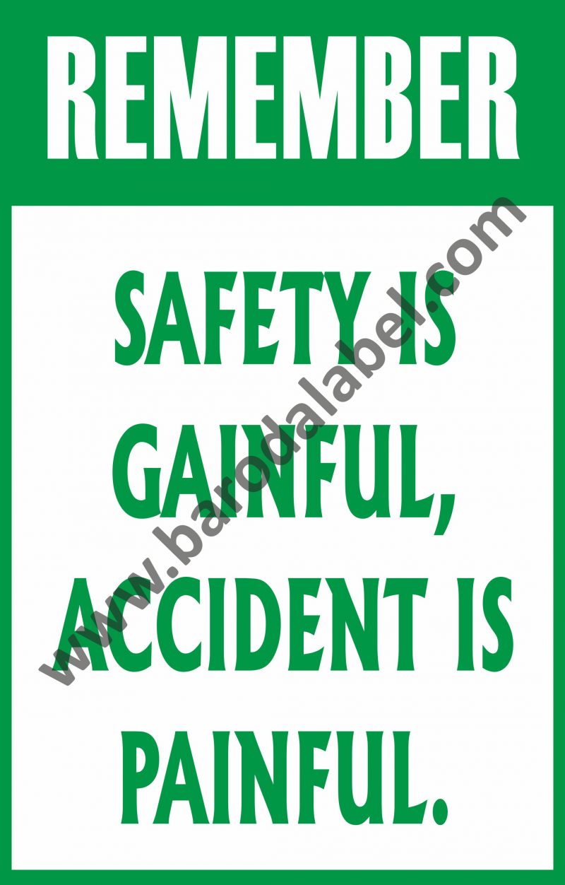Safety Slogan - Baroda Label Mfg. Co.