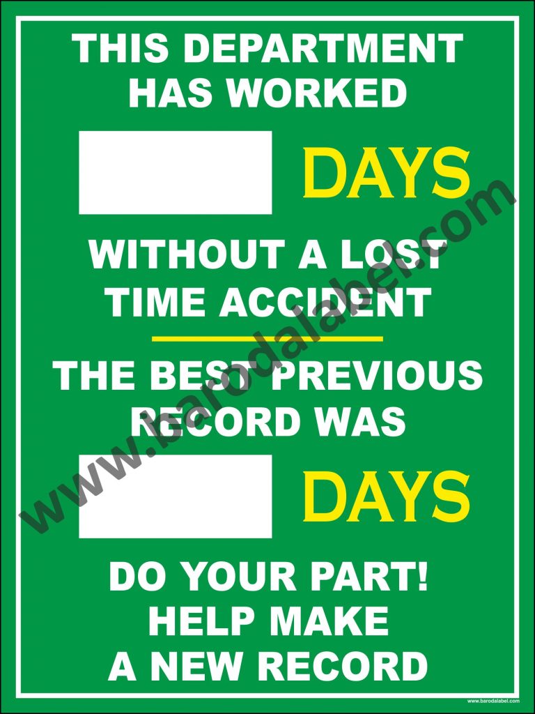 Safety Statistic Board - Baroda Label Mfg. Co.