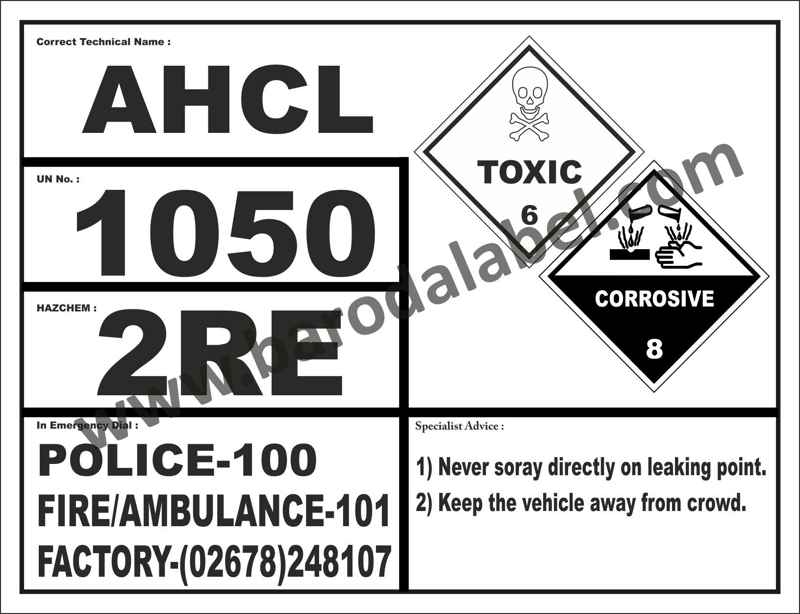 Chemical Safety Posters - Baroda Label Mfg. Co.