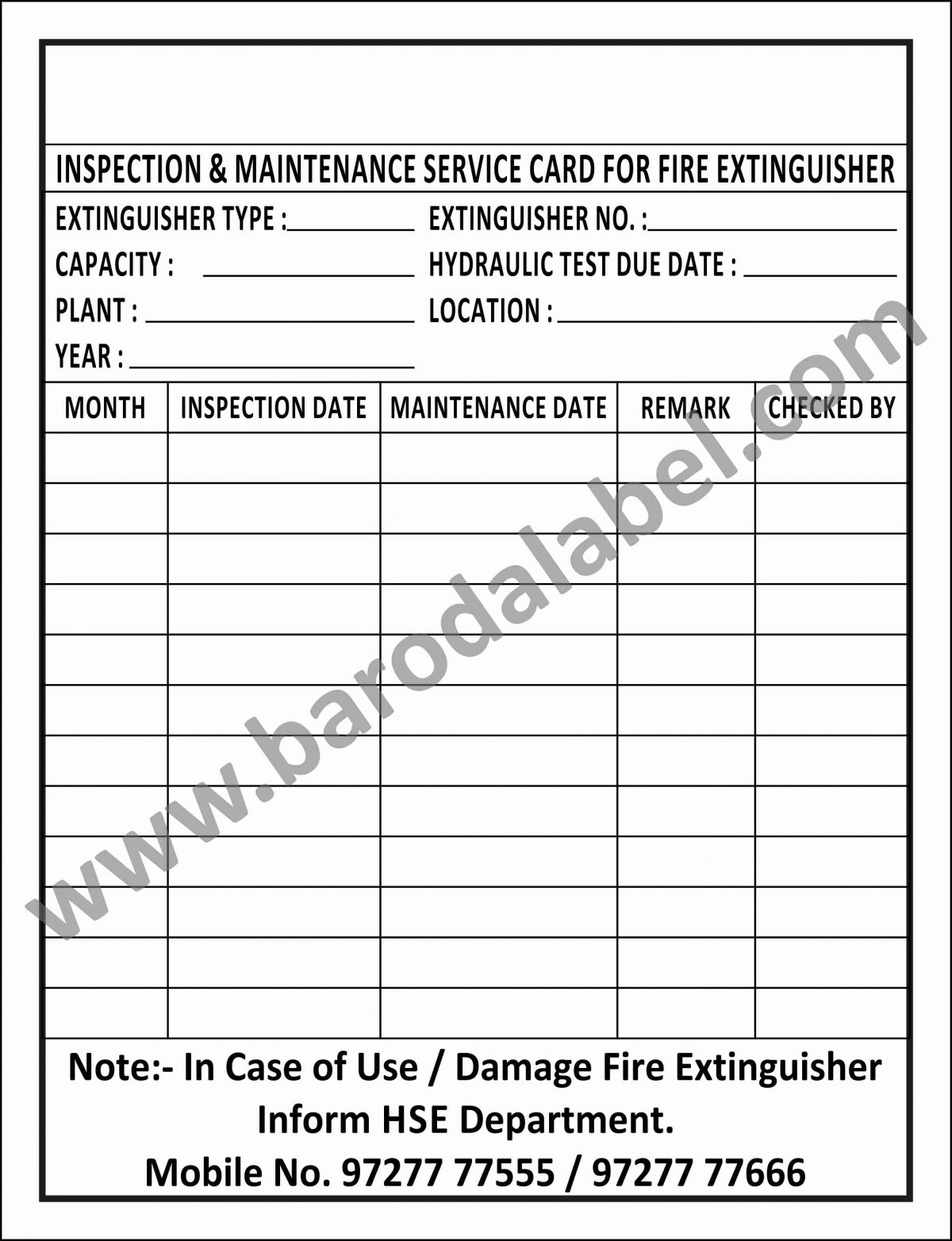 FIRE SAFETY POSTER - Baroda Label Mfg. Co.